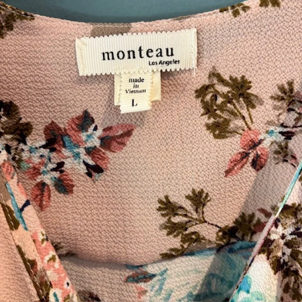Monteau Los Angeles | Dresses | Monteau Los Angeles Pink Floral Ruffle ...